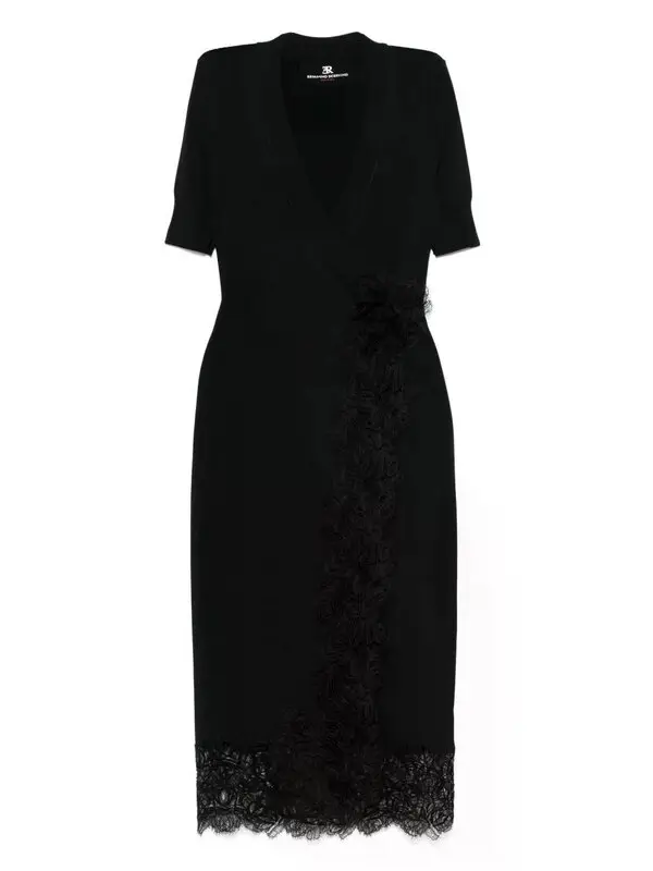 Ermanno Scervino Lace-embellished Wrap Dress - Black