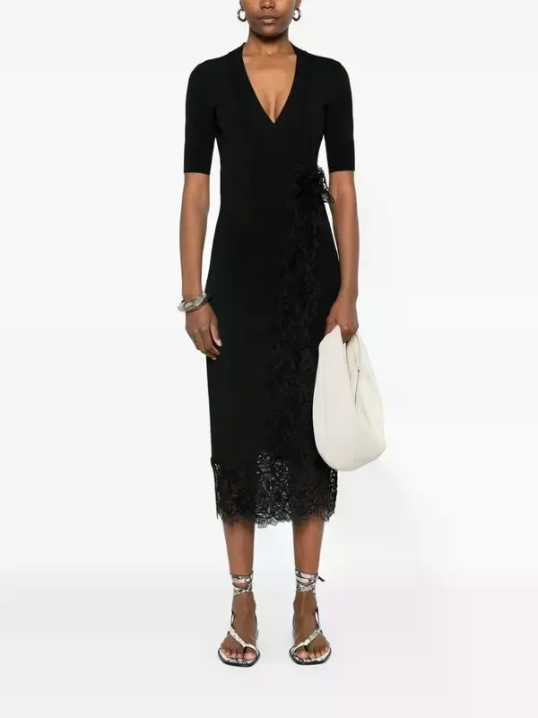 Ermanno Scervino Lace Embellished Wrap Dress