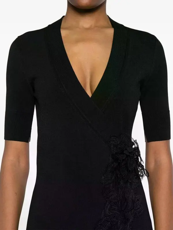 Ermanno Scervino Lace Embellished Wrap Dress