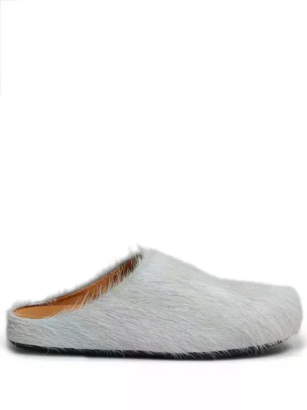 Marni Long Hair Calfskin Fussbett Sabot - Grey