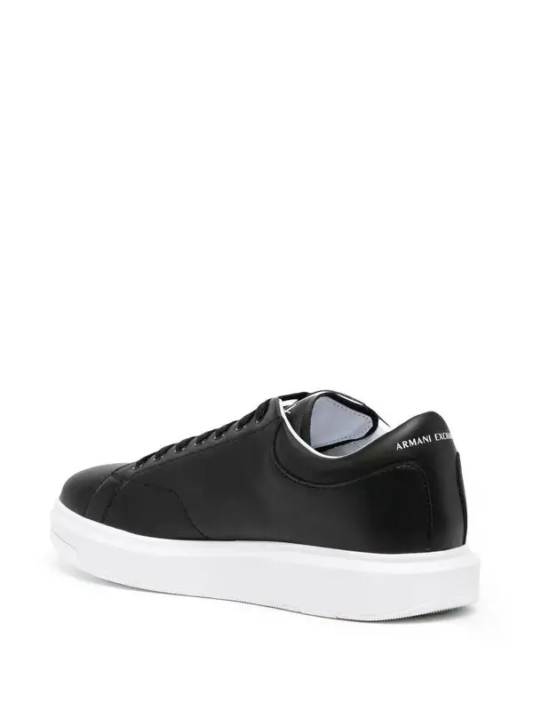 Armani Exchange Calf Leather Embroidered Logo Low-top Sneakers