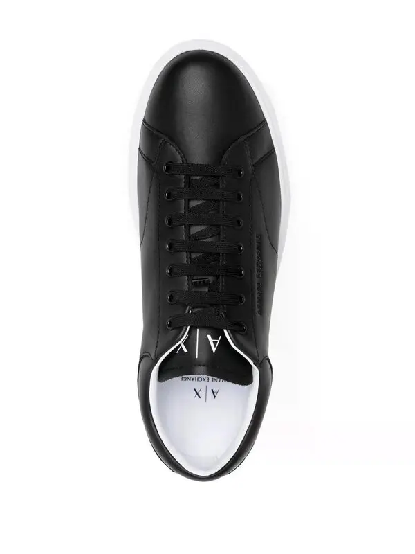 Armani Exchange Calf Leather Embroidered Logo Low-top Sneakers