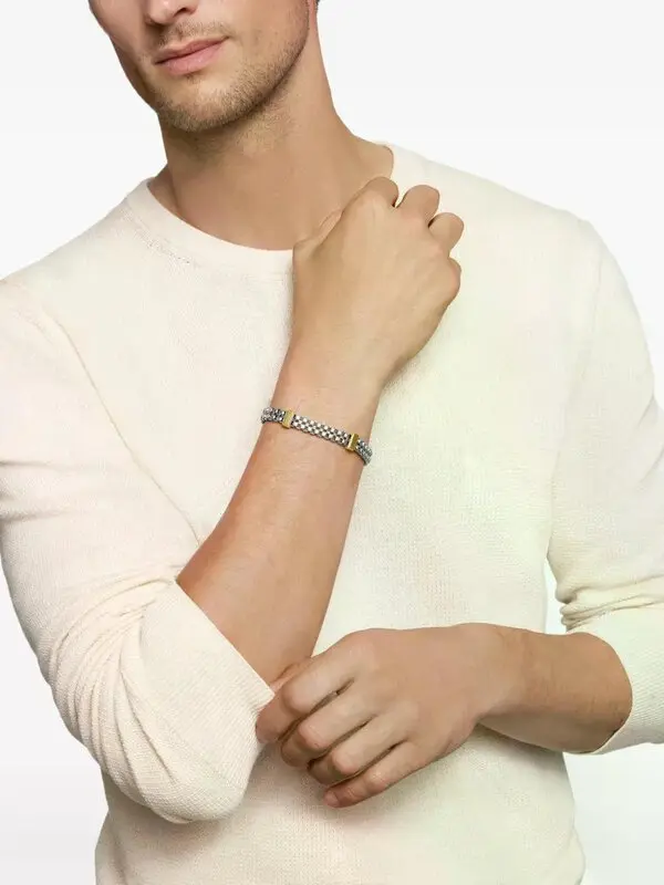 David Yurman Sterling Double Box Chain Bracelet With 18kt Yellow Gold Accents - Silver