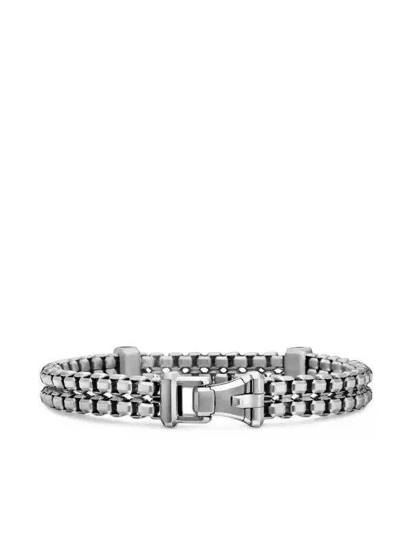 David Yurman Sterling Double Box Chain Bracelet With 18kt Yellow Gold Accents