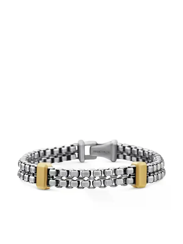 David Yurman Sterling Double Box Chain Bracelet With 18kt Yellow Gold Accents