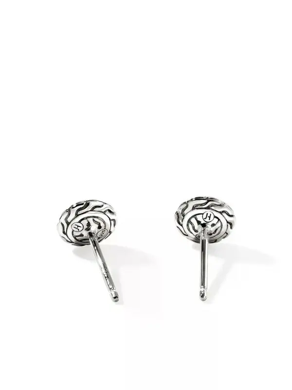John Hardy Carved Chain Sapphire Stud Earrings