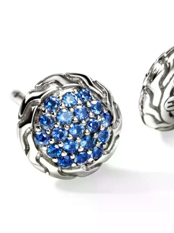 John Hardy Carved Chain Sapphire Stud Earrings