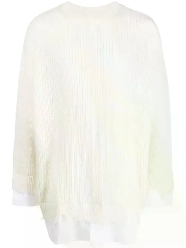 MAISON MARGIELA Layered Distressed Knit Jumper - White