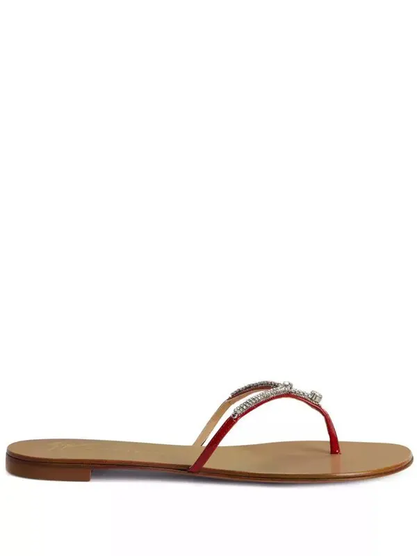 GIUSEPPE ZANOTTI Embellished Patent Thong Sandals - Red