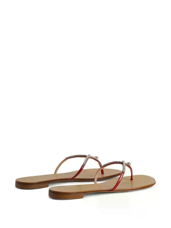 GIUSEPPE ZANOTTI Embellished Patent Thong Sandals - Red