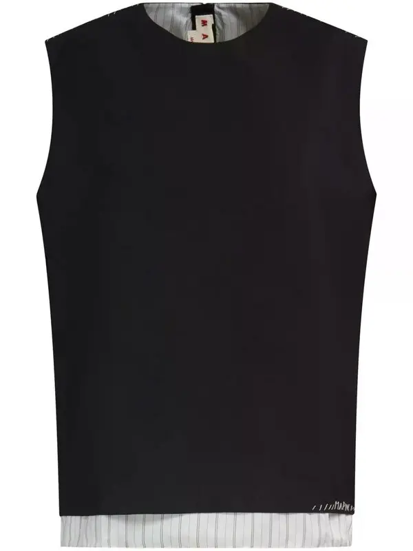 Marni Layered Virgin Wool Blouse With Striped Detail
