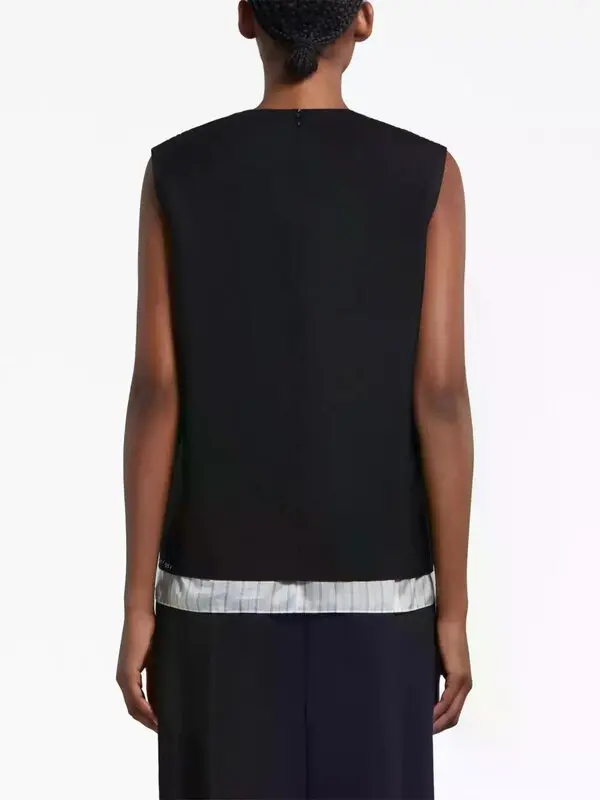 Marni Layered Virgin Wool Blouse With Striped Detail