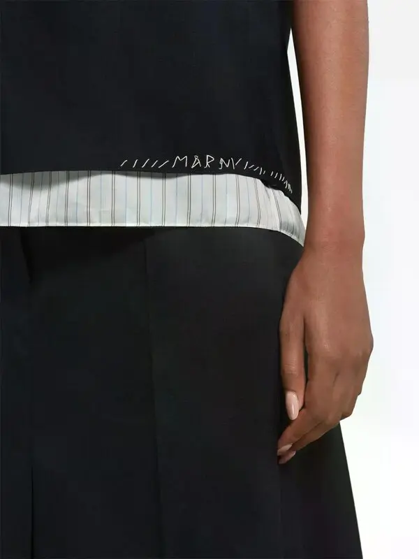 Marni Layered Virgin Wool Blouse With Striped Detail