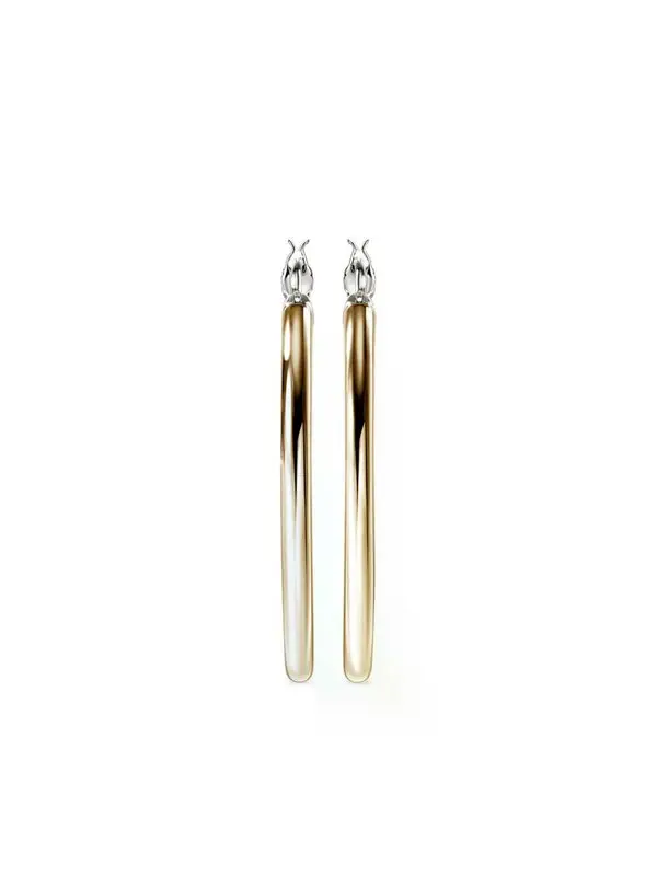 John Hardy 14kt Yellow Gold Essential Diamond Hoop Earrings - Silver