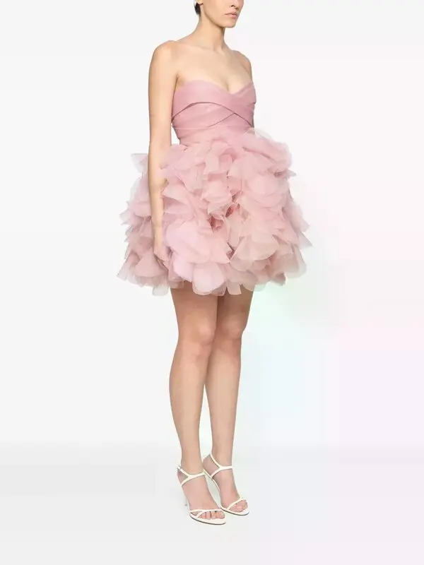 ANA RADU Strapless Ruffled Mini Dress
