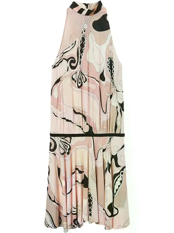 Emilio Pucci Printed Halterneck Dress - Neutrals