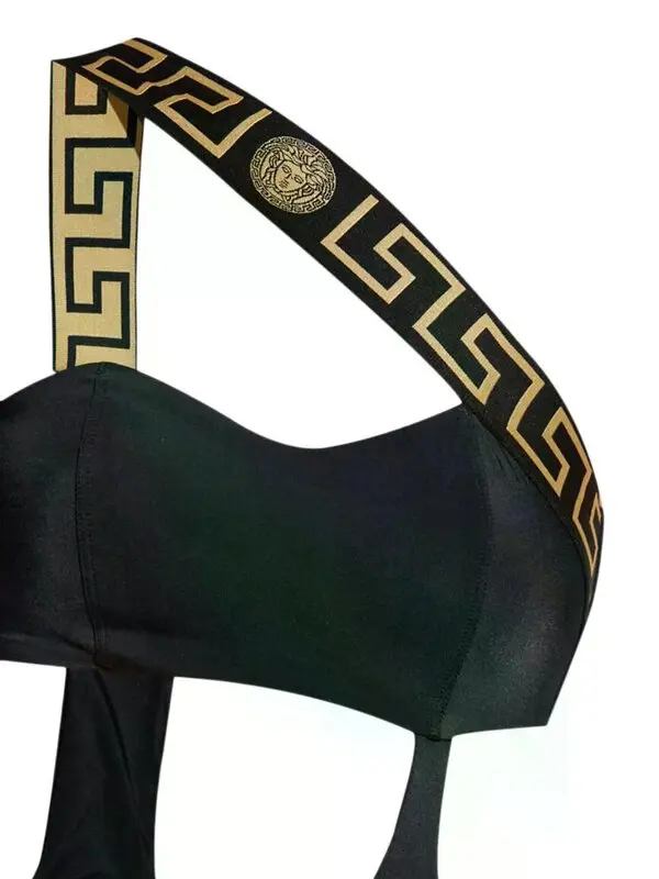 Versace Asymmetric Cut-out Swimsuit With Greca Border