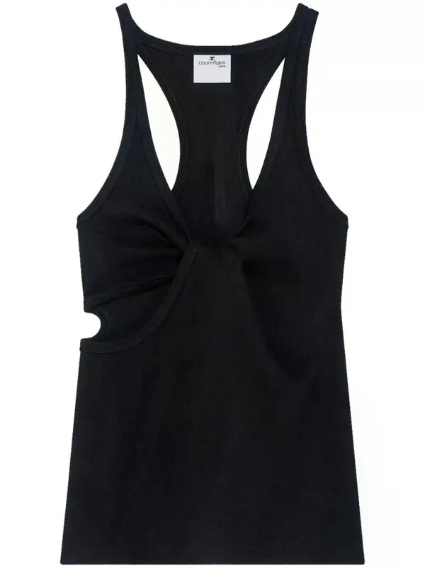 COURREGES Stretch-knit Cut-out Tank Top - Black