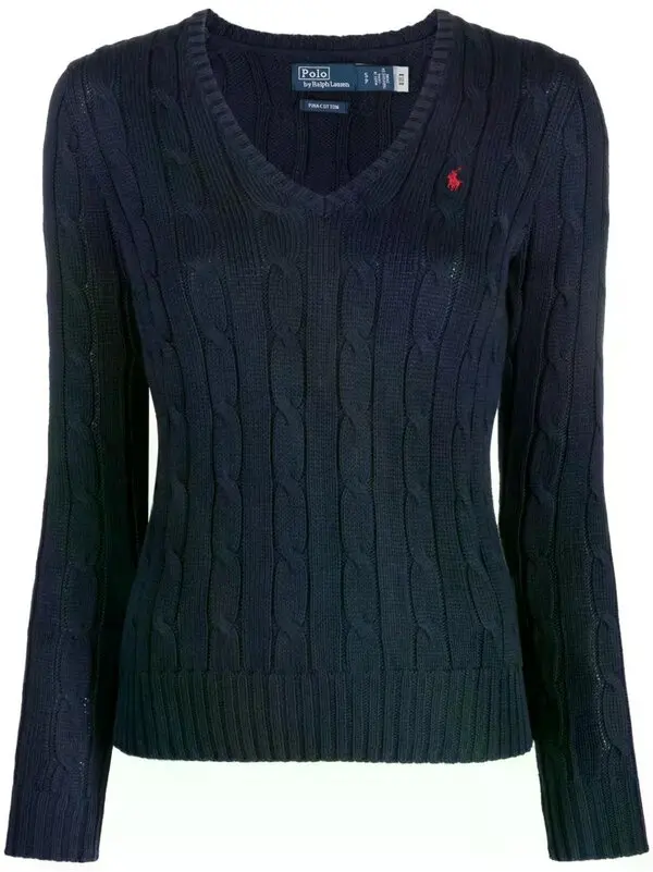 Polo Ralph Lauren Cable Knit V-neck Sweater - Blue