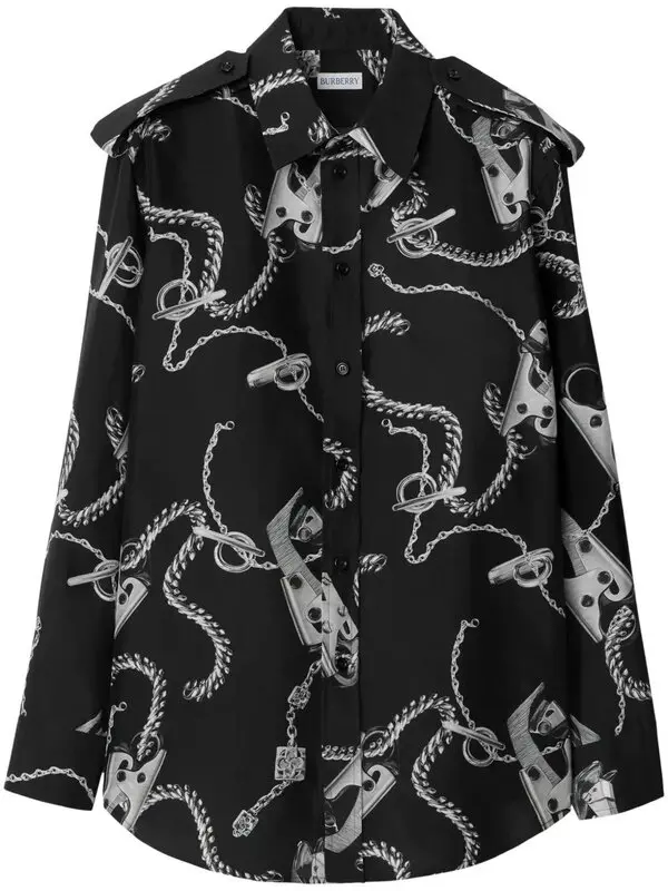 Burberry Knight Hardware Silk Shirt - Black