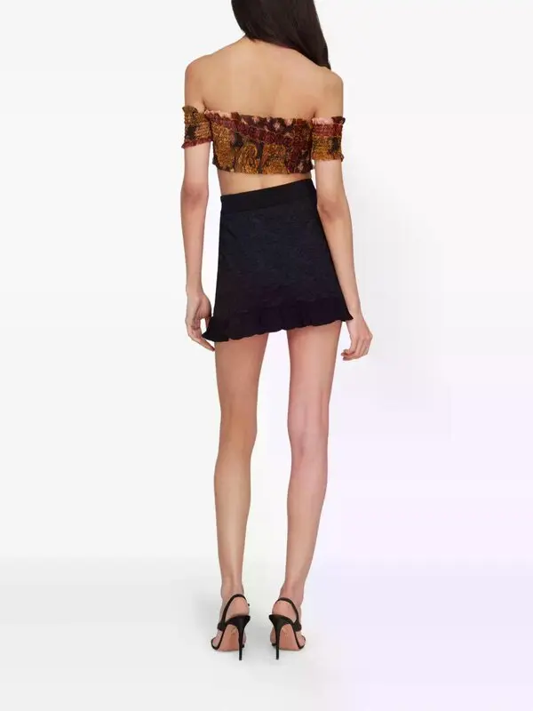 DONDE ESTEBAN Estrellitas Off-shoulder Graphic Print Cropped Top