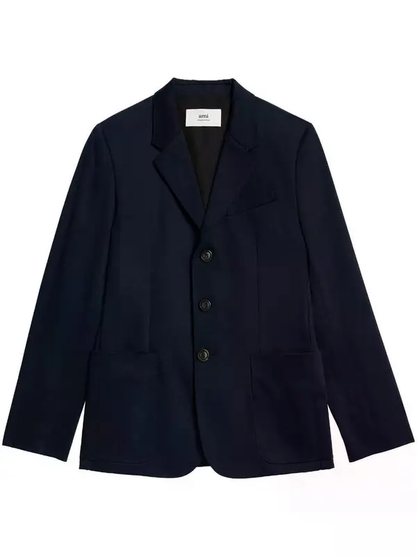 AMI Paris Single-breasted Cotton Blazer - Blue