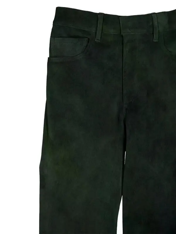 PAULA Embroidered Suede Trousers - Green