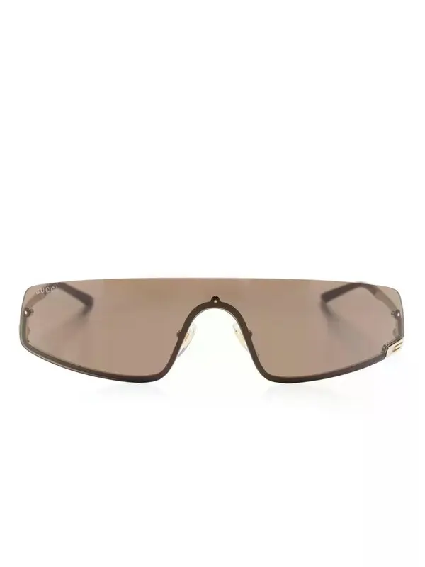 Gucci Square-g Motif Shield-frame Sunglasses - Gold