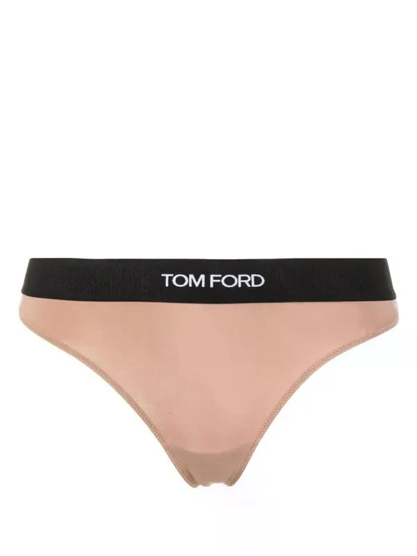 TOM FORD Logo-waistband Thong - Neutrals