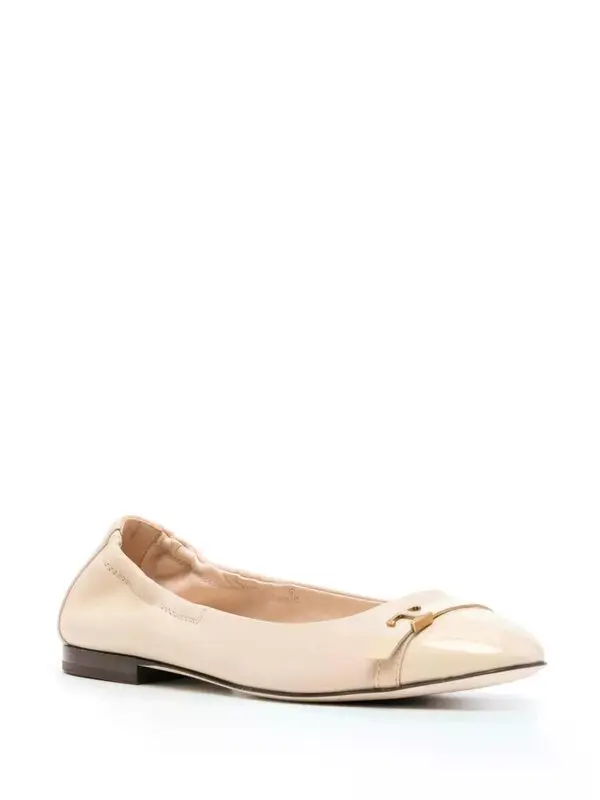 TOD'S Logo-plaque Leather Ballerina Flats