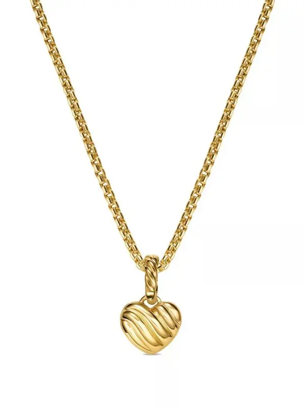 David Yurman 18k Yellow Petite Pavé Diamond Heart Pendant Necklace
