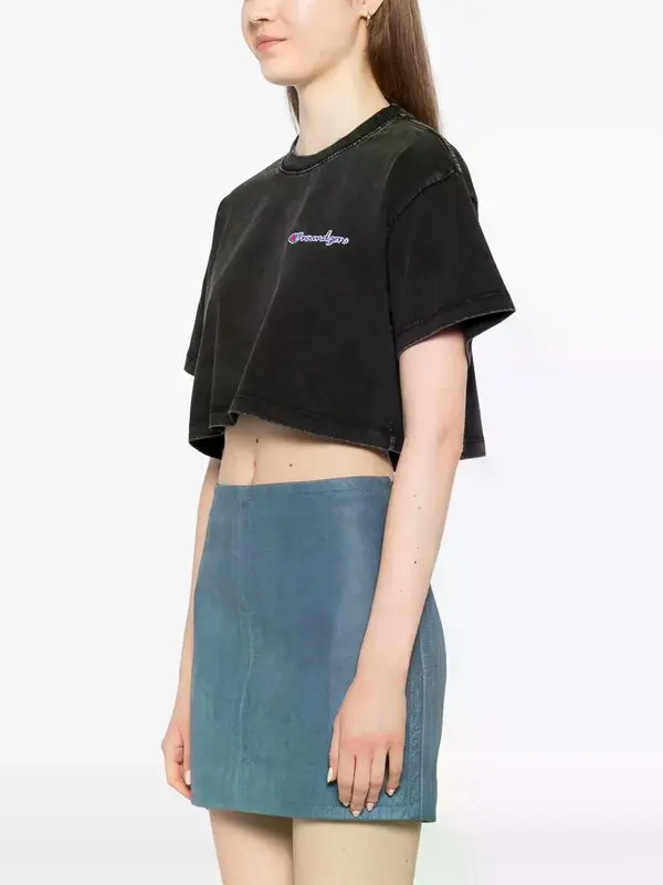 GROUND ZERO Cropped T-shirt With Logo Patch