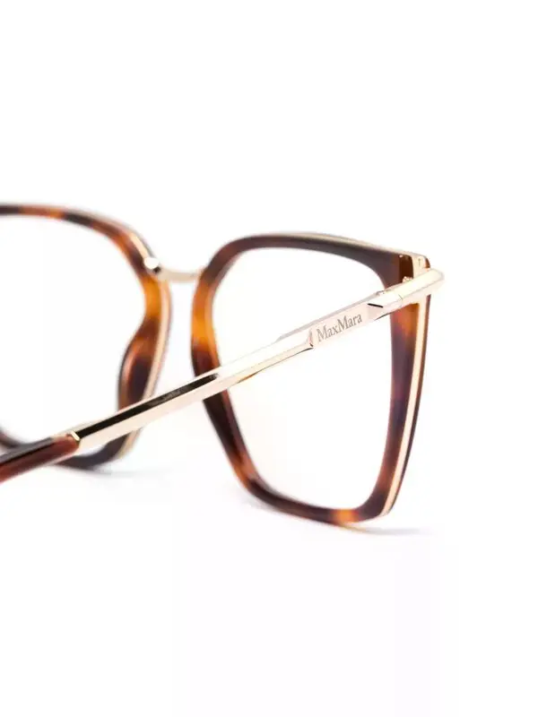 Max Mara Square Frame Tortoiseshell Effect Eyeglasses
