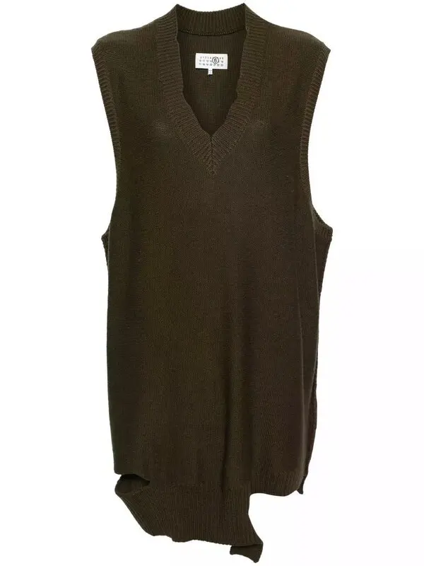 MAISON MARGIELA Khaki Virgin Wool Blend Knitted Minidress