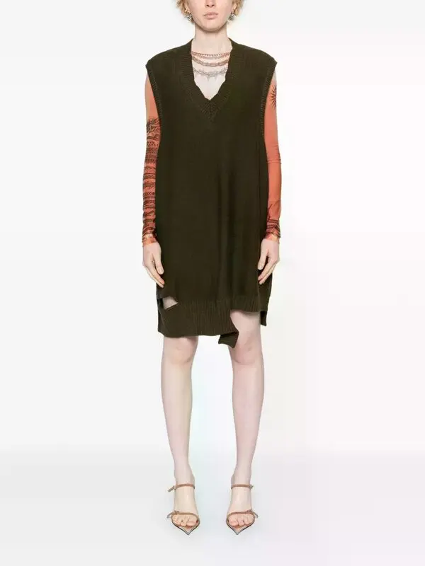 MAISON MARGIELA Khaki Virgin Wool Blend Knitted Minidress