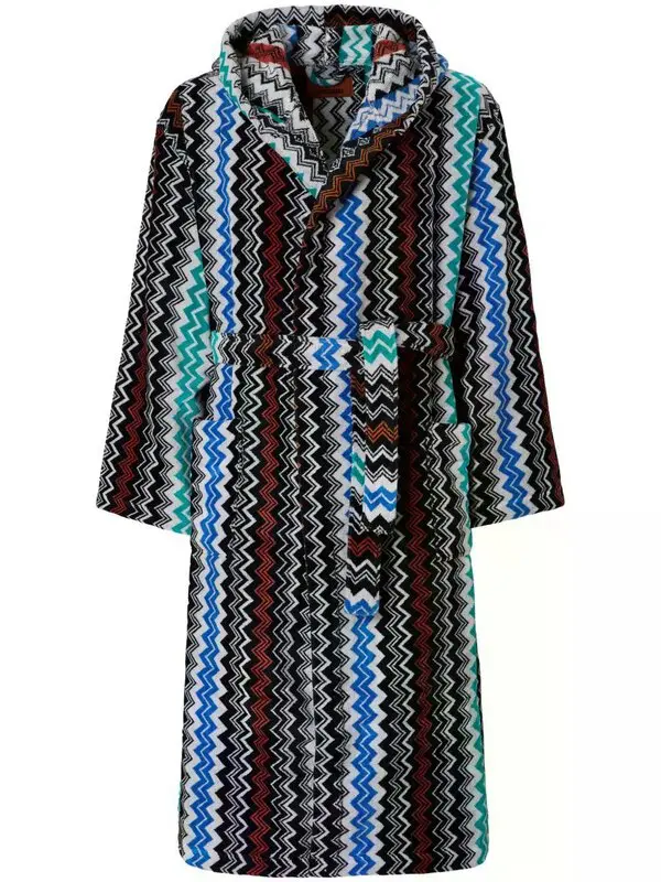 Missoni Chevron Cotton Terry Bathrobe - Blue