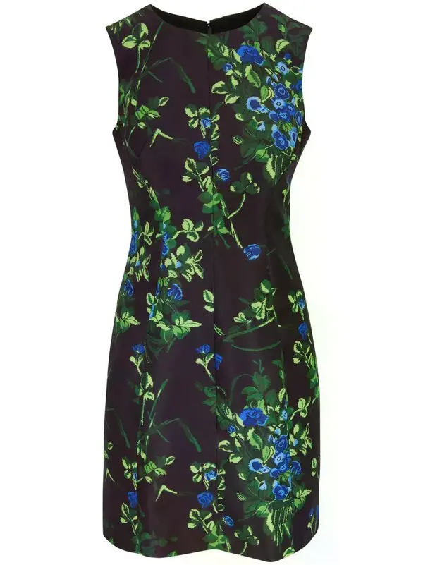 Carolina Herrera Sleeveless Floral Print Dress - Black