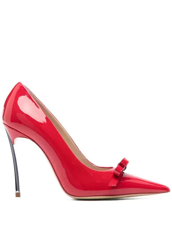 Casadei 105mm Patent Leather Julia Pumps - Red