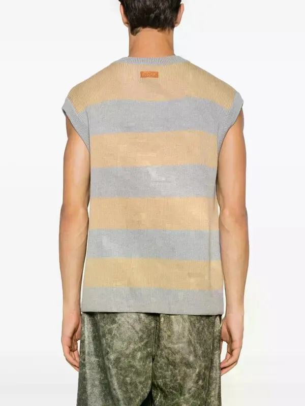 Moschino Patch Striped Virgin Wool Vest