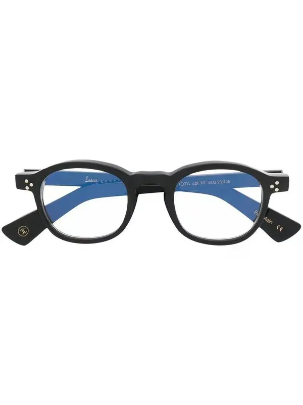 LESCA Iota Round-frame Glasses - Black