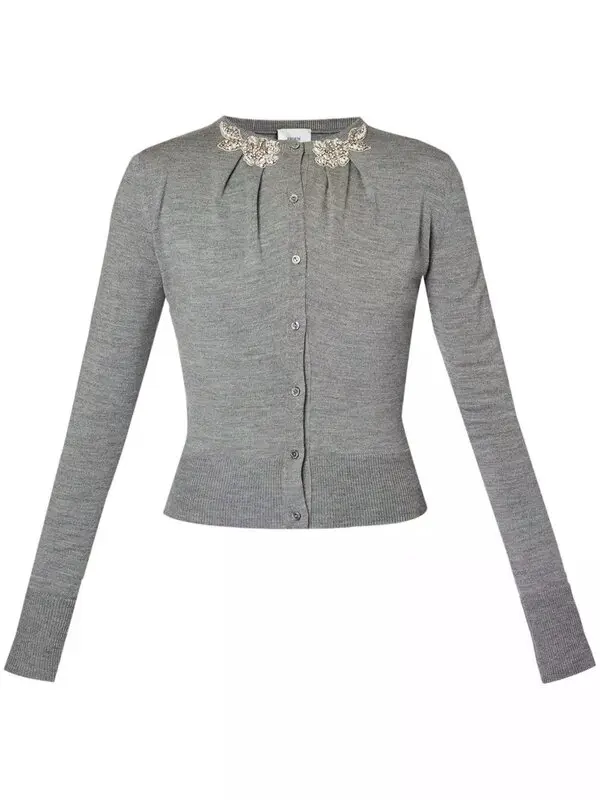 Erdem Appliqué Detail Cardigan - Grey