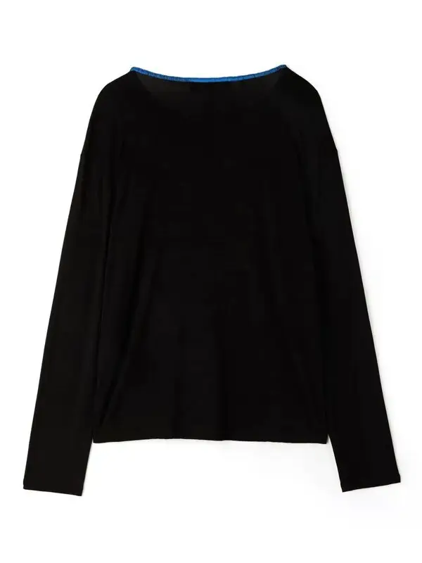 Sunnei Long-sleeve Crewneck Sweater With Embroidered Trim