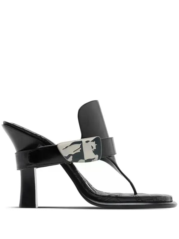 Burberry Bay Leather Sandals - Black