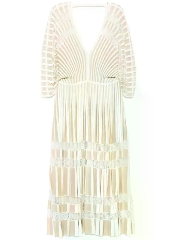 Elie Saab Knit Midi Dress - Neutrals