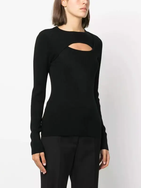 Diane Von Furstenberg Wool Blend Cut-out Long-sleeve Top