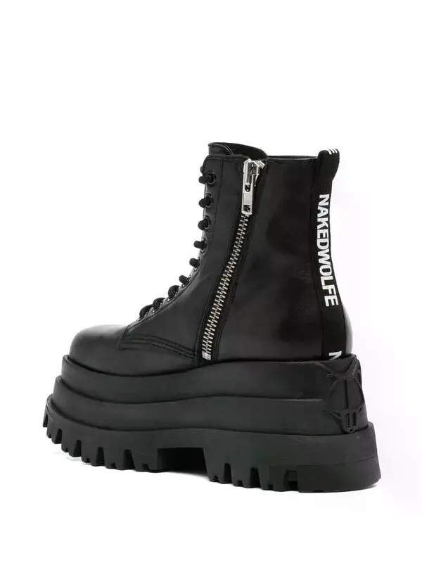 NAKED WOLFE Sloane Leather Square Toe Platform Boots