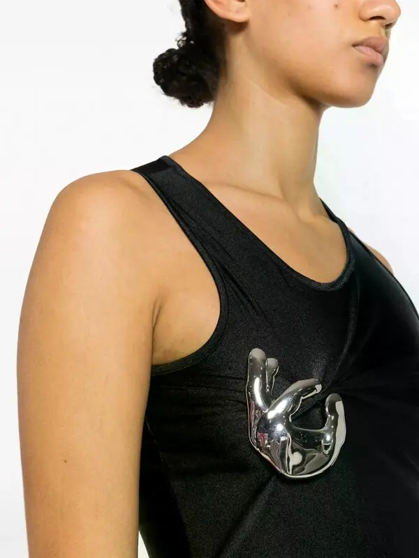 Coperni Asymmetrical V-neck Jersey Dress With Silver-tone Hardware
