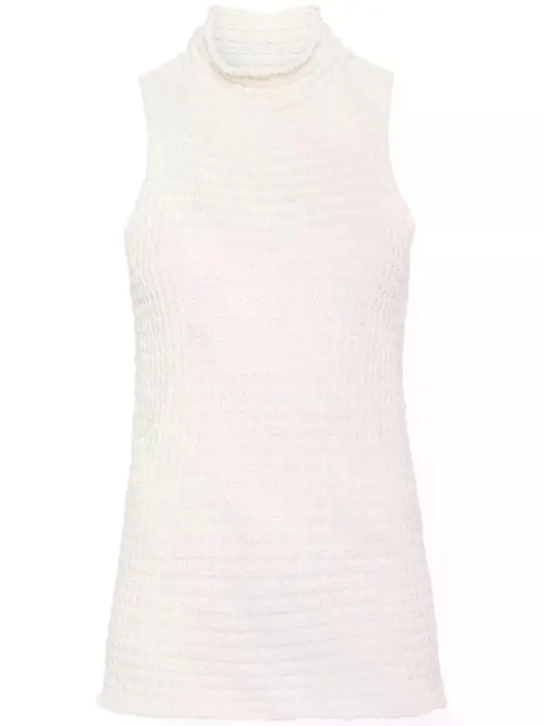 JIL SANDER High-neck Knitted Sleeveless Top - Neutrals