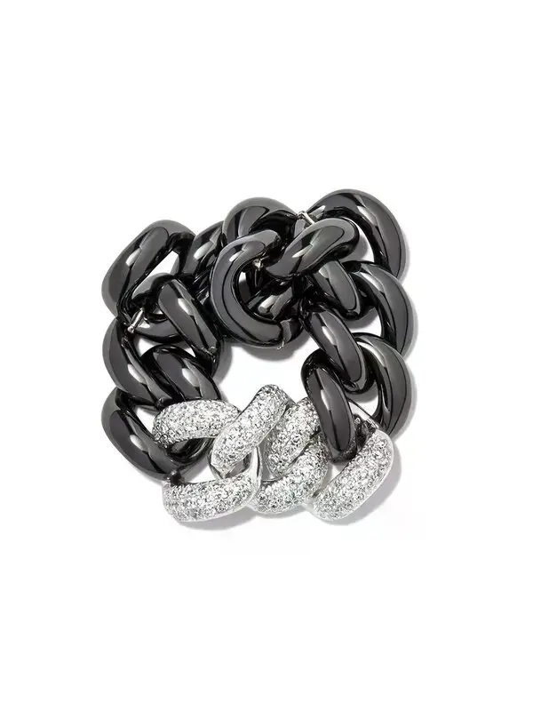 Shay 18k White Gold Diamond Link Ring - Black