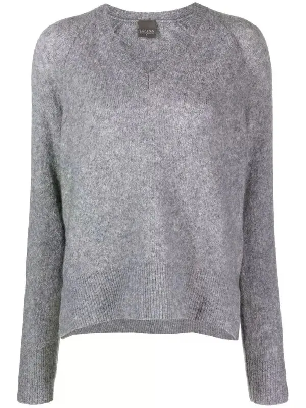 Lorena Antoniazzi Cashmere-silk Blend V-neck Jumper - Grey